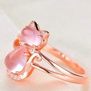 Jewelry | Rose Gold Plated Pink Cat Ring | Poshmark